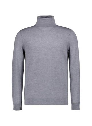 Strellson Herren Rollkragenpullover grau Merinowolle unifarben