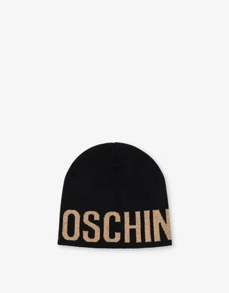 Moschino Bonnet en maille Gold Lettering Logo - Noir;Or