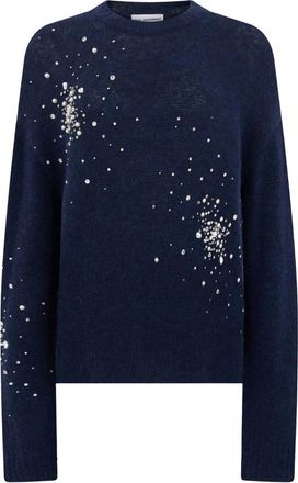 Des_Phemmes Rundhals-Pullover mit Zierkristallen - - Knitwear - Damen - Blau - L
