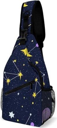 Generic Sacoche Homme Bandouliere &Eacute;toiles de la galaxie du zodiaque bleu Nuit &eacute;toil&eacute;e qui brillent dans le noir Minuit Durable Sac De Poitrine Mode Sac &agrave; Poit