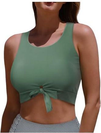 QWUVEDS Haut de maillot de bain bikini pour femme avec découpes noeuds à lavant, col en U à col haut. débardeur court t-shirt homme pack 10, AG, M