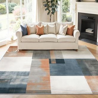 Generic Tapis Salon &Eacute;l&eacute;gance Abstraite Blocs De Couleur, Moquette Lavable en Machine avec Dessous Antid&eacute;rapant, Tapis D&eacute;coratif pour Chambre Cuisine Entr&eacute;e et