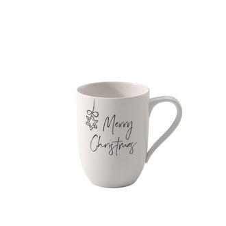 Villeroy & Boch Statement Tasse Merry Christmas Weiß, Spülmaschinenfest, Mikrowellensicher, Becher mit Henkel, Kaffeebecher Weihnachten, Kaffeetasse Weihnachten, Wint
