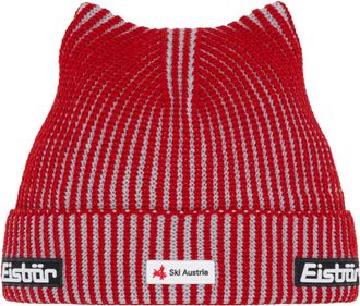 Eisbär Mütze Herren & Damen Sorra Ski Austria Rot - Merino Wintermütze Unisex mit Fleece schützt vor Kälte und Wind - Strickmütze warme Beanie atmungsaktiv S
