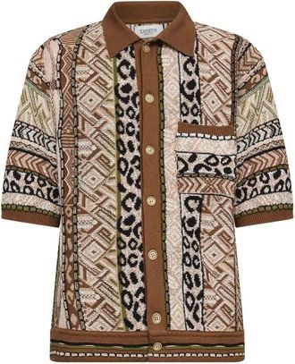 Laneus Homme, Pulls, Multicolore, Taille: M Jacquard Knit Shirt