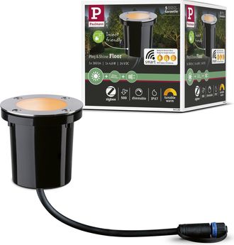 Paulmann 94588 LED Außenleuchte Smart Home Zigbee Bodeneinbauleuchte 1m IP65 Weißlichtsteuerung rund 1x4,6 Watt dimmbar Schwarz, Edelstahl 2000 K