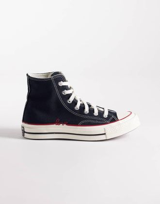Converse Chuck 70 Hi - Sneaker in Schwarz mit Love-Detail