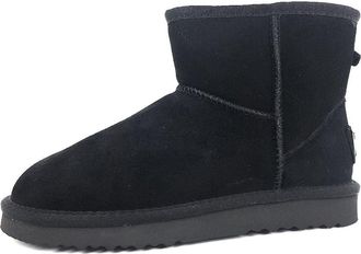 OOG Generation Boots Damen Lederboots Stiefel Mini Boots, Schneestiefel echtes Leder, warme und Fell gefütterte Winterschuhe, rutschfeste, Flache, bequem und Kurze S