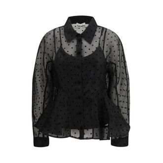 Ganni Polyester Muster Shirt - - Blouses & Shirts - Damen - Schwarzk - M