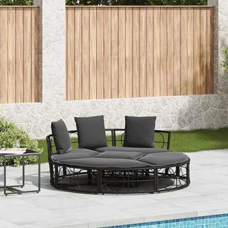 Festnight INLIFE Outdoor-Loungebett ohne Dach Schwarz Poly Rattan,Möbel,Gartenmöbel,Gartenbetten,Schwarz,26.2 KG,4108236