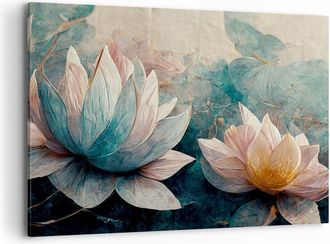 Arttor Wandbilder Dekoration Wohnzimmer Blumen Art Deco Lotus Bilder auf Leinwand 120x80cm Leinwandbild Schlafzimmer Küche Deko Wand Kunstdruck Art Groß XXL 