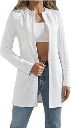 Generico Pull en tricot épais pour femme, ouvert sur le devant, manches longues, rangée de boutons, pull décontracté manteau léger pour printemps et automne vê