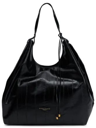 Gianni Chiarini Womens Hobo Shoulder Bag Black Calfskin Tote
