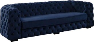 Vente-Unique Vente-unique - Canapé 3 places chesterfield stanley - Velours bleu nuit