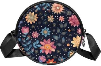 Generic Sac &agrave; bandouli&egrave;re circulaire pour femme, petit sac &agrave; bandouli&egrave;re color&eacute; avec fermeture &eacute;clair, bretelles r&eacute;glables, sac &agrave; main rond d&eacute;contract&eacute; pour f