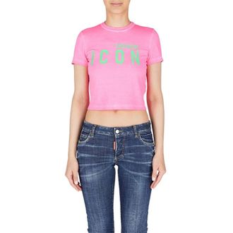 Dsquared2 Femme, Tops, Rose, Taille: 38 FR T-shirt en coton à manches courtes