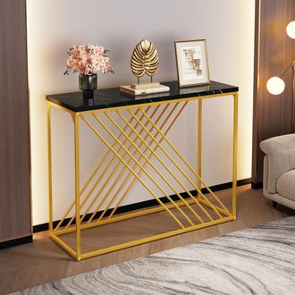 Generic Merax Konsolentisch, Stilvoll Flurtisch mit X-f&ouml;rmigen St&uuml;tzbeinen, Kleiner Ausstellungstisch, schmaler Sofatisch Beistelltisch f&uuml;r Wohnzimmer, Eingan