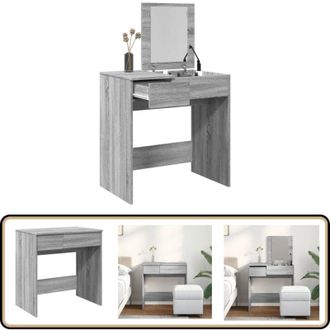 vidaXL Coiffeuse avec miroir sonoma gris 73x46,5x120 cm - Coiffeuse - Meuble De Salle De Bain - Table De Maquillage - Vanity - Miroir