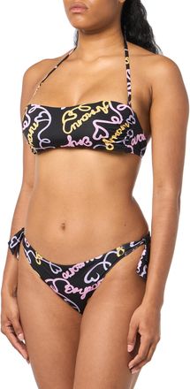 Emporio Armani Damen Logomania Band & Bow Brazilian Bikini Set, Black/Heart Logo PR, S