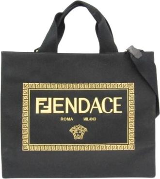 Fendi unisex, Pre-owned, Noir, Taille: ONE Size Sac fourre-tout en toile Pre-owned