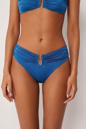 Calzedonia Bikinihose Mit Hohem Bund Shiny Satin Blau