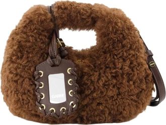Ganni Mini Hobo Bag aus Kunstpelz - - Bags - Damen - Braun - ONE SIZE