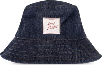Ami unisex, Accessoires, Bleu, Taille: 60 CM Denim Label-Detail Bucket Hat