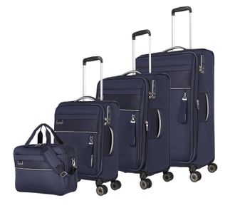 Travelite Kofferset 4 teilig Weichschale 4 Rollen, Größen S-M-L + Bordtasche, nachhaltig, MIIGO, Reisegepäck Set aus recyceltem Material, TSA Schloss, Koffer Gr