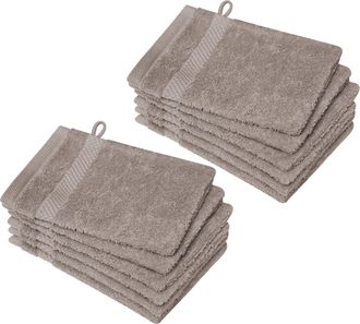 Dyckhoff Waschhandschuh Set Planet, 12 St&uuml;ck, 16 x 21 cm, 450 g/m&sup2;, 100% Baumwolle, Frottierserie, hochwertige Qualit&auml;t, Farbe: Taupe