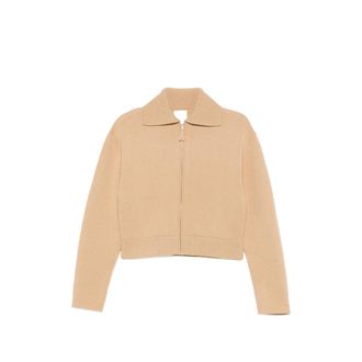 Allude Zip-up Ribbed-trim Cardigan