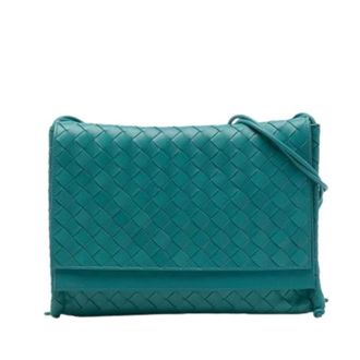 Bottega Veneta Sac bandouli&egrave;re tress&eacute; en cuir Pre-owned - Femme - Pre-owned - Bleu - Taille: ONE Size