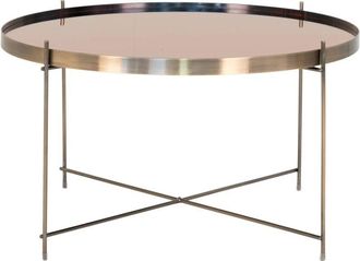 House Nordic Table basse ronde en verre et acier laiton VENEZIA &Oslash;70cm-Dor&eacute;