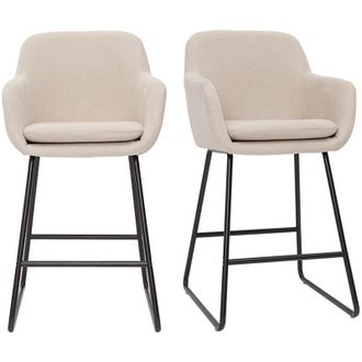 Miliboo Miliboo - Barhocker beiger Stoff mit Samteffekt H65 cm 2er-Set amika