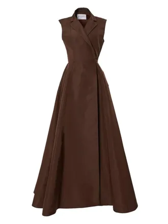 Carolina Herrera robe longue en soie - Marron