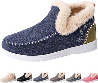 Generic Bottes orthop&eacute;diques en polaire &agrave; enfiler pour homme et femme, chaussures plates avec doublure en peluche, soutien de la vo&ucirc;te plantaire, chaussures c