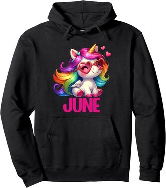 BDAZ Juni Personalisierter Name Buntes Einhorn Frauen Mädchen Pullover Hoodie