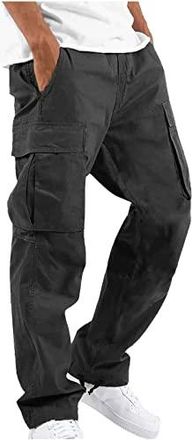 Generic Pantalon cargo pour homme - Coupe ample - Doublure en polaire - Pantalon cargo épais - Pantalon de survêtement cargo - Pantalon de travail cargo, Noir