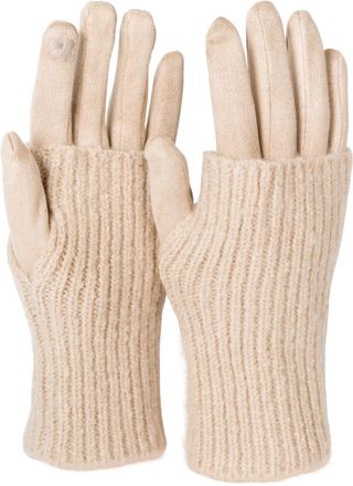 styleBREAKER Damen 3 in 1 Touchscreen Handschuhe mit abnehmbarer Strick Stulpe | Winterhandschuhe | 3 Tragevarianten | Weich warm elastisch in vielen Farben, Farbe