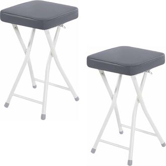 Generic 2 St&uuml;ck Klapphocker, 49 cm Faltbarer Fr&uuml;hst&uuml;ckshocker mit Quadratischer Polsterung, Ohne R&uuml;ckenlehne, K&uuml;chenst&uuml;hle Tresenhocker(Gray)