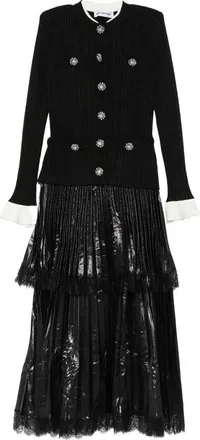 Self Portrait Crystal-embellished Pleated Midi Dress