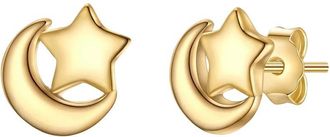 Glanzst&uuml;cke M&uuml;nchen Ohrringe - Sterling Silber Ohrstecker Mond/Stern - Gr. unisize - in Gold - f&uuml;r Damen