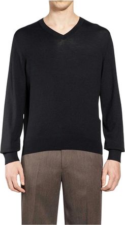 Tom Ford Homme, Pulls, Noir, Taille: L Long Sleeve V-Neck