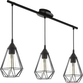 Eglo Vieille lampe &agrave; suspension Eglo en m&eacute;tal noir avec trois points lumineux 220-240 V IP20 - fer