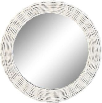 DKD Home Decor Dkd Home Decor - Miroir Osier Verre 63X4X63 60 Tress&eacute; Blanc