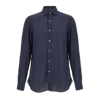 Finamore Gaeta Leinenhemd - - Shirts - Herren - Blau - 3XL