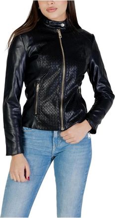 Guess Femme, Vestes, Noir, Taille: 38 FR Blazer &agrave; Manches Longues Zipp&eacute; &agrave; Col Rond