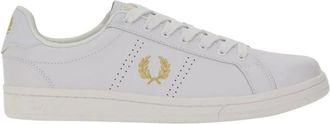 Fred Perry Homme, Chaussures, Blanc, Taille: 42 EU Kingston Twill Leather Baskets