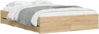 vidaXL Bettgestell mit Schubladen Sonoma-Eiche 120x190cm Holzwerkstoff vidaXL