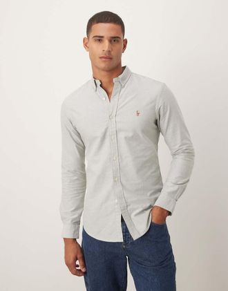 Polo Ralph Lauren Oxford-Hemd in Mittelgrün mit schmalem Schnitt und Markenlogo