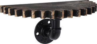 BESPORTBLE Rustikales Wandregal mit Industrieller Rohrhalterung und Vintage Zahnrad Schwebendes Eckregal aus Metall f&uuml;r Wohnraum und K&uuml;che Belastbares Deko Regal